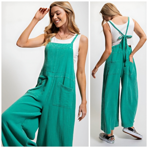 easel | Pants & Jumpsuits | Easel Mineral Wash Gauze Wide Leg Tie ...